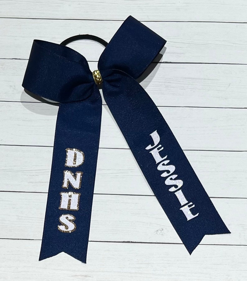 Collegiate Cheer Bow, Long Tail Ribbon Hair Bow - Etsy UK