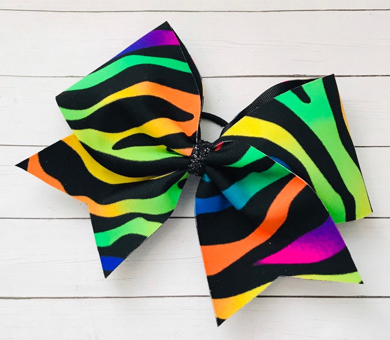 Cheer Bow Zebra Rainbow - Etsy