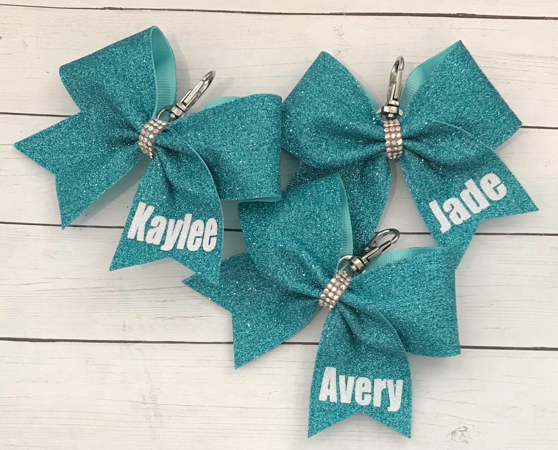 Cheer Bow Key Chain With Name and Nunber or Second | Etsy