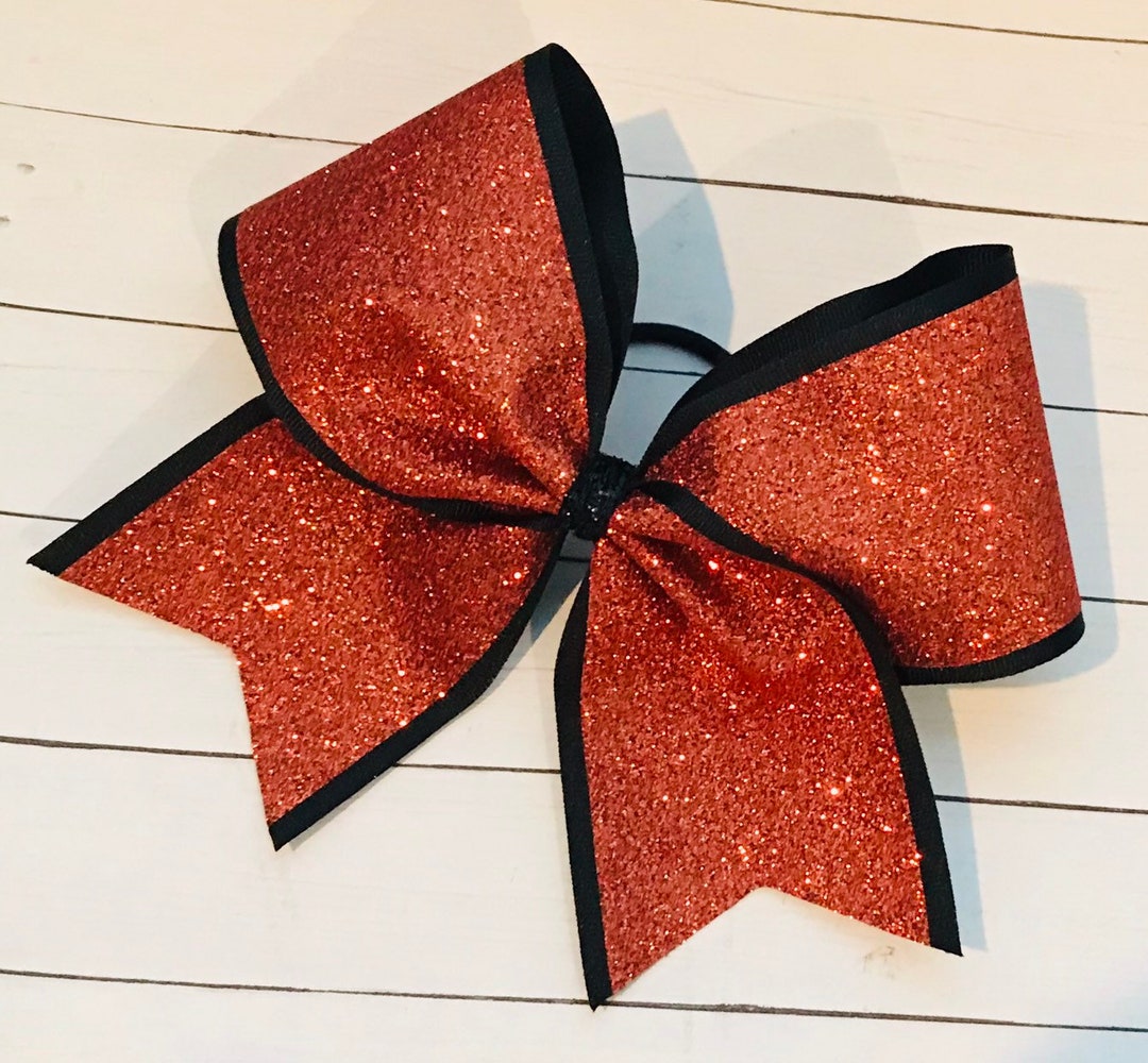 Cheer Bow Orange Glitter on Black - Etsy