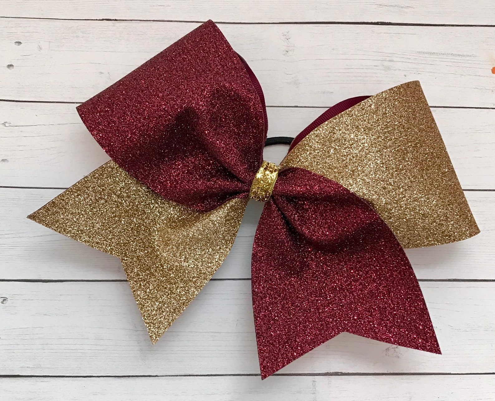 Cheer Bow Maroon and Gold Glitter | Etsy