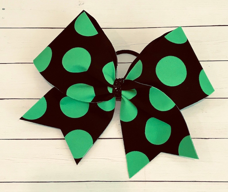 Cheer Bow Black With Neon Polka Dots yellow Green Orange - Etsy