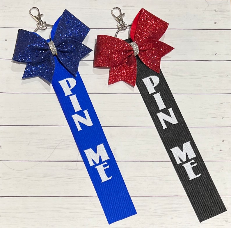 Pin Me Ribbon Pin Me Cheer Pin Me Bag Tag - Etsy