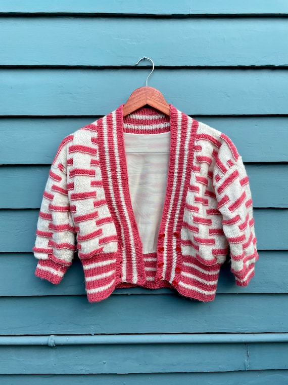 1950s Cropped Pinup Style Cardigan. Salmon Color. Lined. Xs to - Etsy