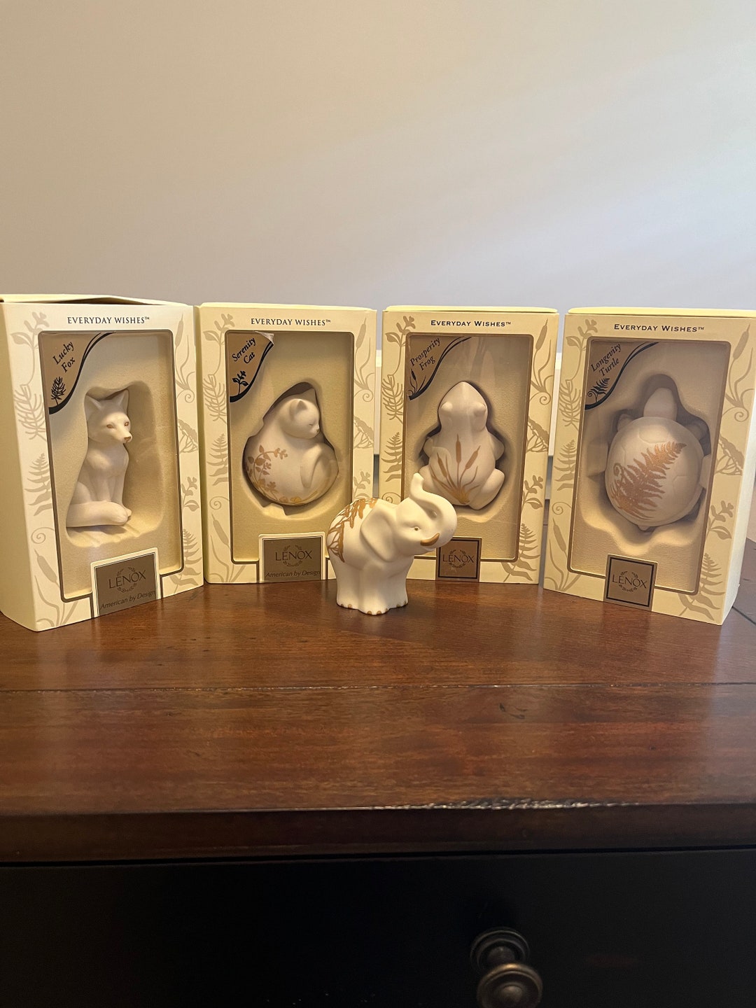 Lenox Everyday Wishes Figurines - Fox, Cat, Frog, Turtle, & Elephant - Etsy