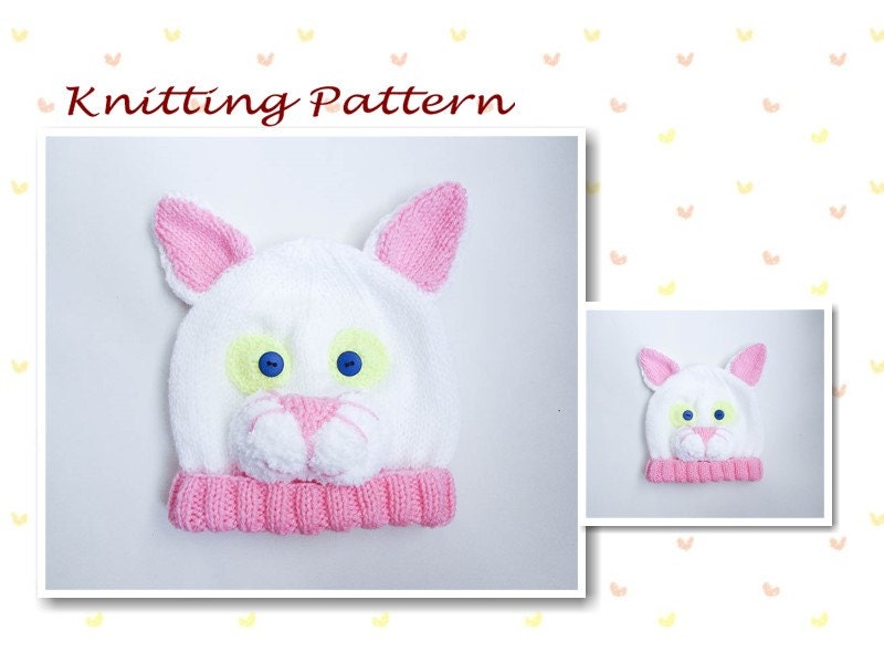 Knitting Pattern Cat Hat Baby Beanie Hat Animal Hat Character - Etsy
