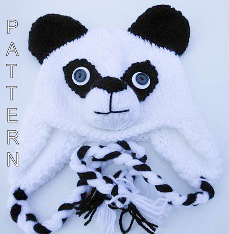 Knitting Pattern Panda Bear Hat Panda Hat Animal Hat Character - Etsy