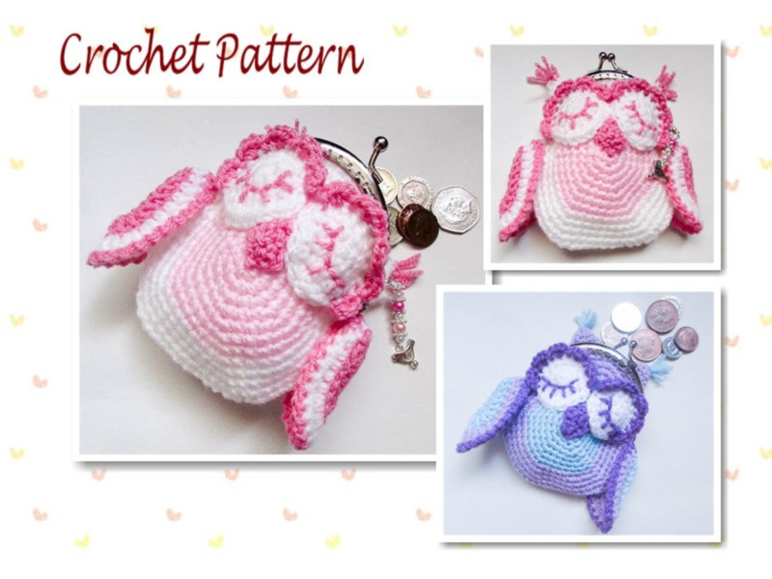 Crochet Pattern Owl Animal Coin Purse Crochet Novelty Purse Cute Purse ...