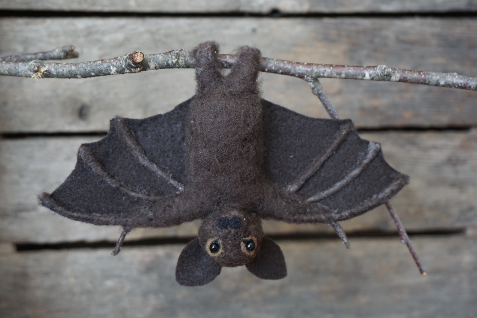 Needle Felted Bat With Adjustable Wings - Etsy