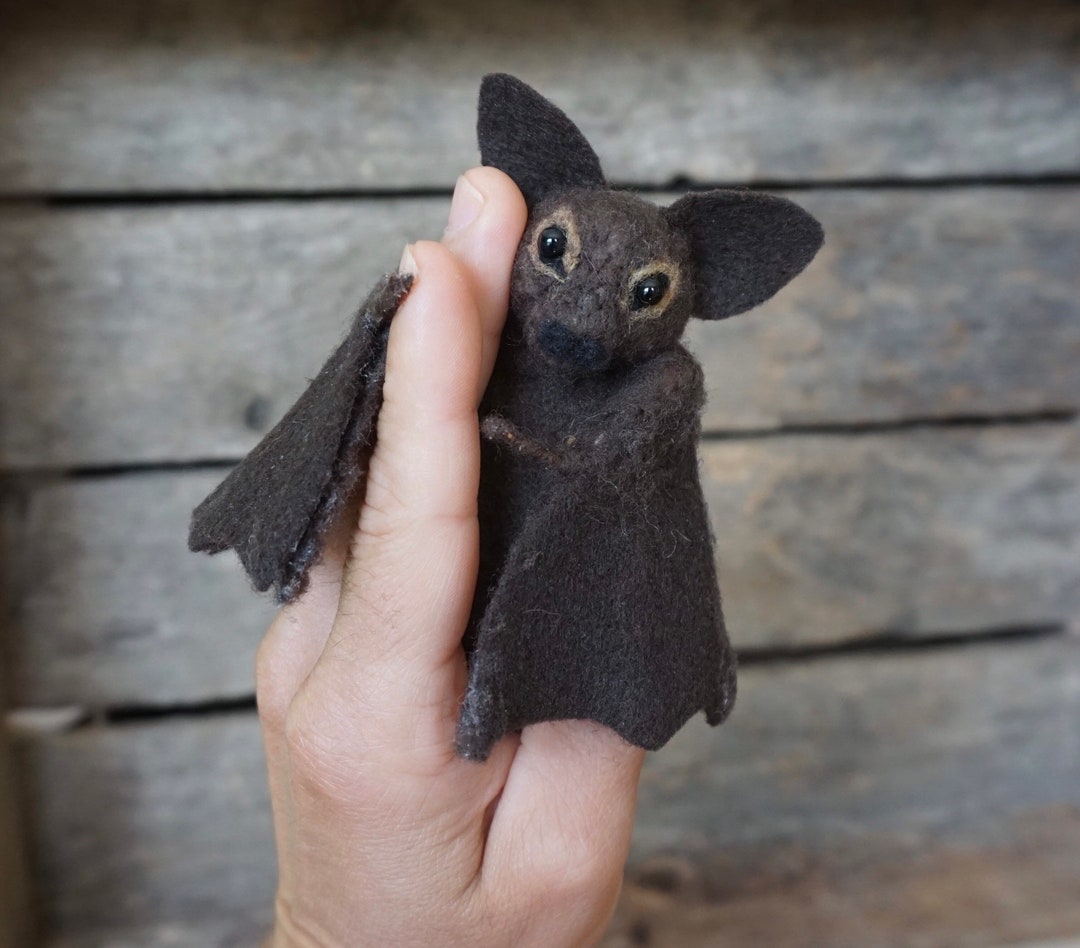 Needle Felted Bat With Adjustable Wings - Etsy