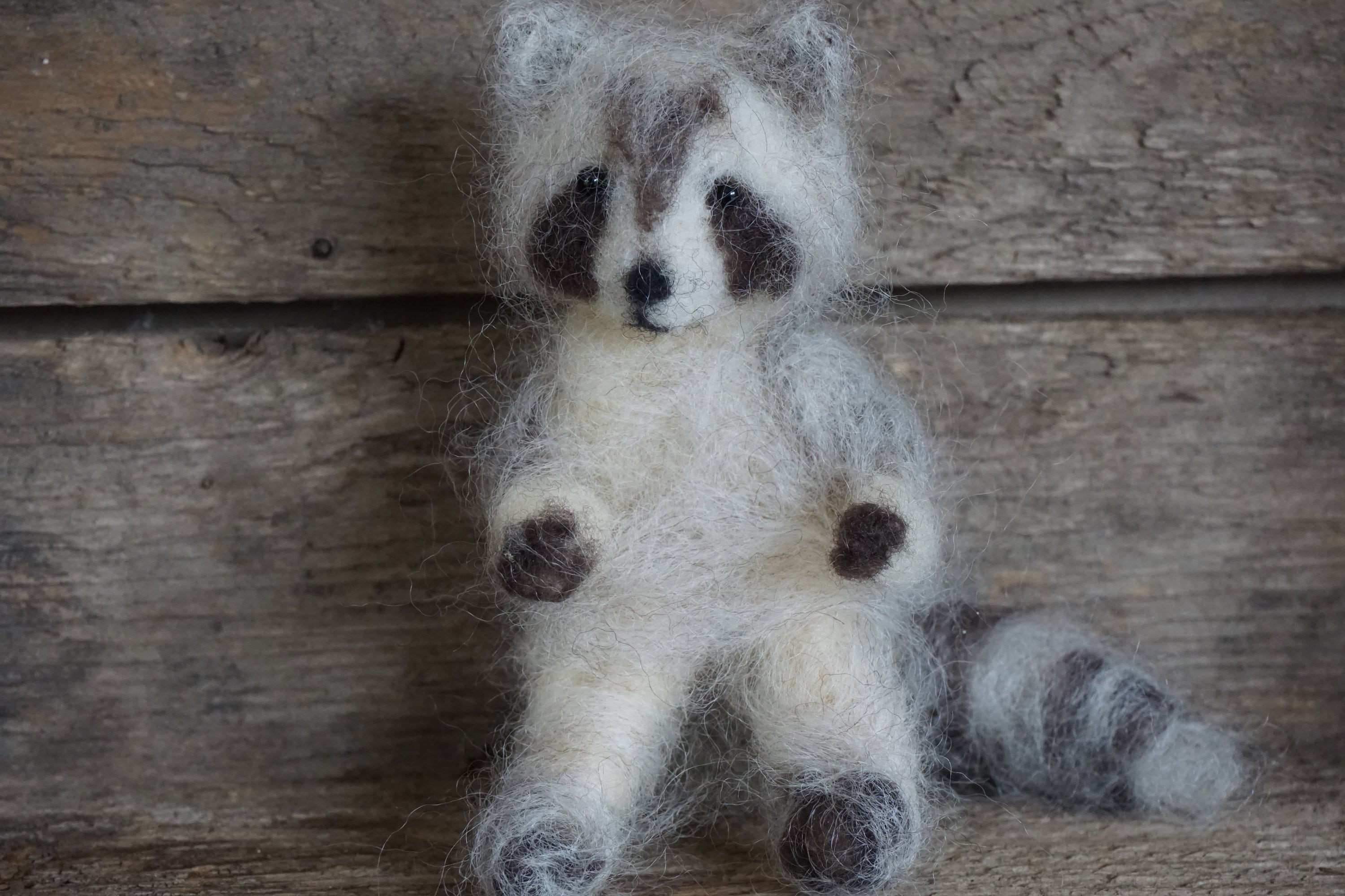 Wool Needle Felted Raccoon Miniature Figure - Etsy