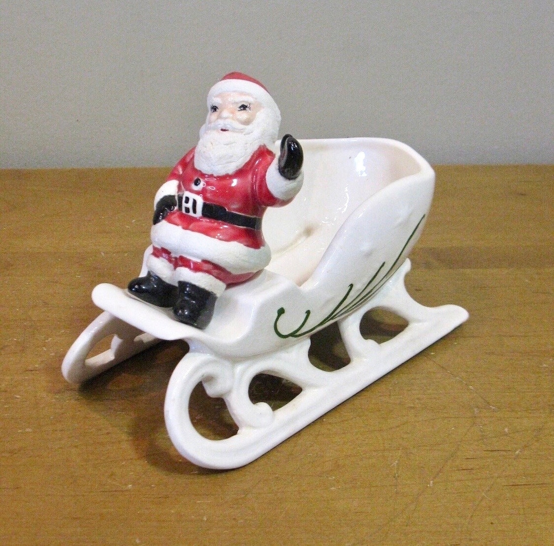 Vintage SANTA CLAUS With Sleigh Ceramic Holland Mold table Top retro ...