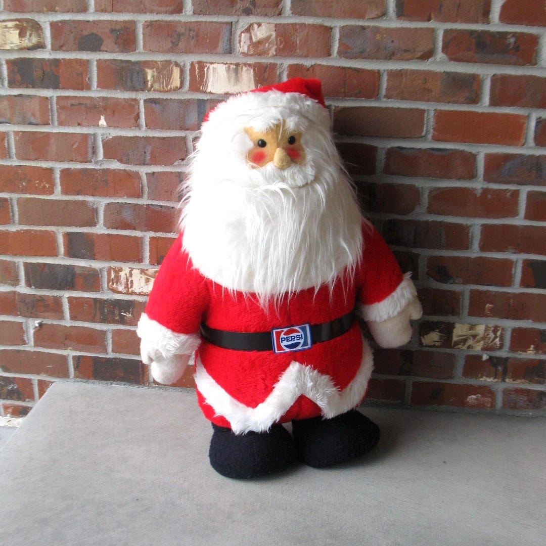 1980s Store Display 31" PEPSI SANTA -stuffed Santa Claus- Advertising ...