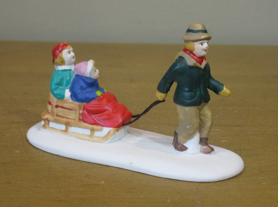 Lemax Village Townspeople Christmas Village Figurine -dad Pulling Kids ...