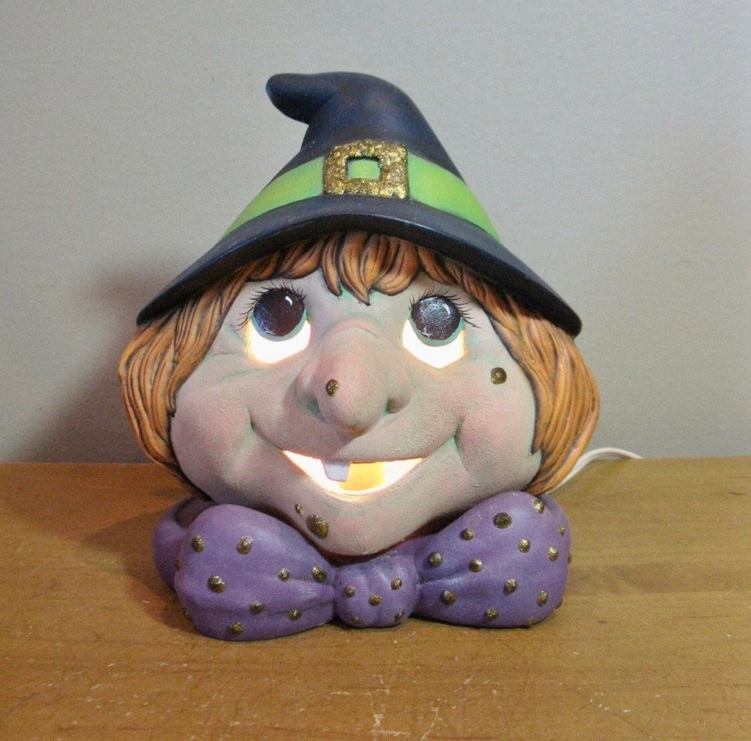 Ceramic LIGHT UP Witch-vintage Halloween -10 1/2 " Tall -witch Figurine ...