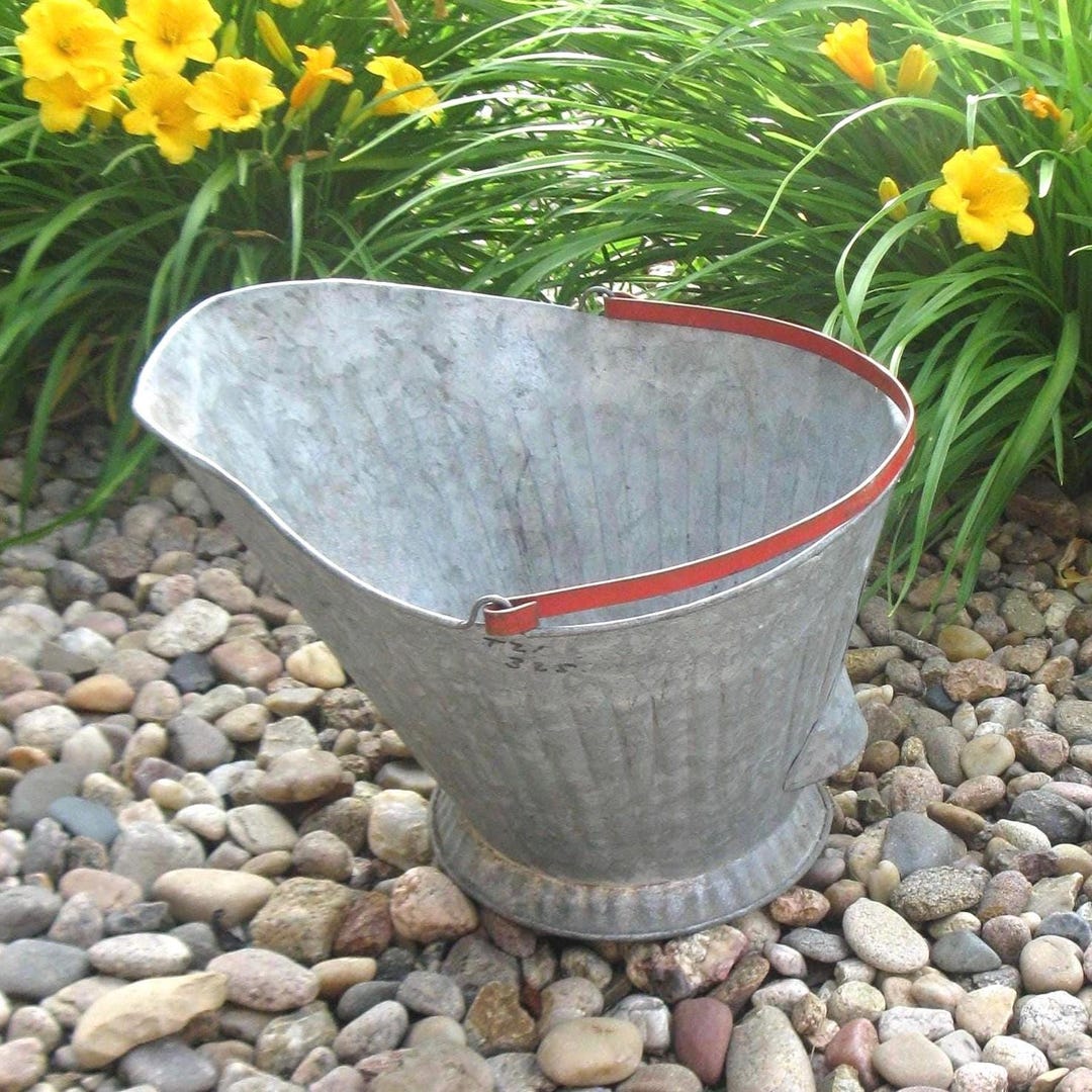 Vintage COAL BUCKET -coal Scuttle -ash Bucket -w/ Handle -gray ...