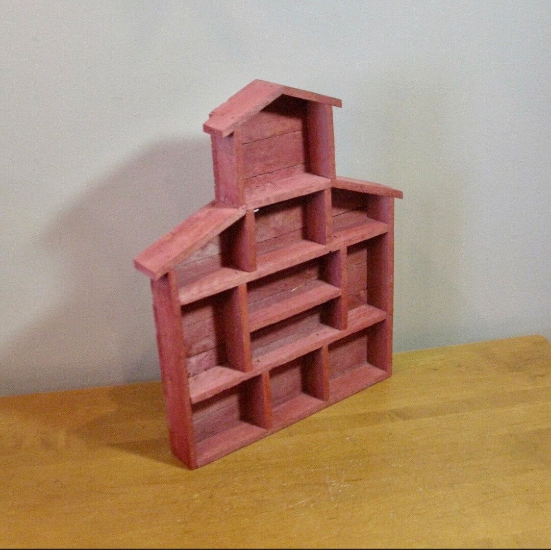 BARNWOOD Shadow Box 13 1/4 X 16 wood barn Shaped Knick Knack Trinket ...
