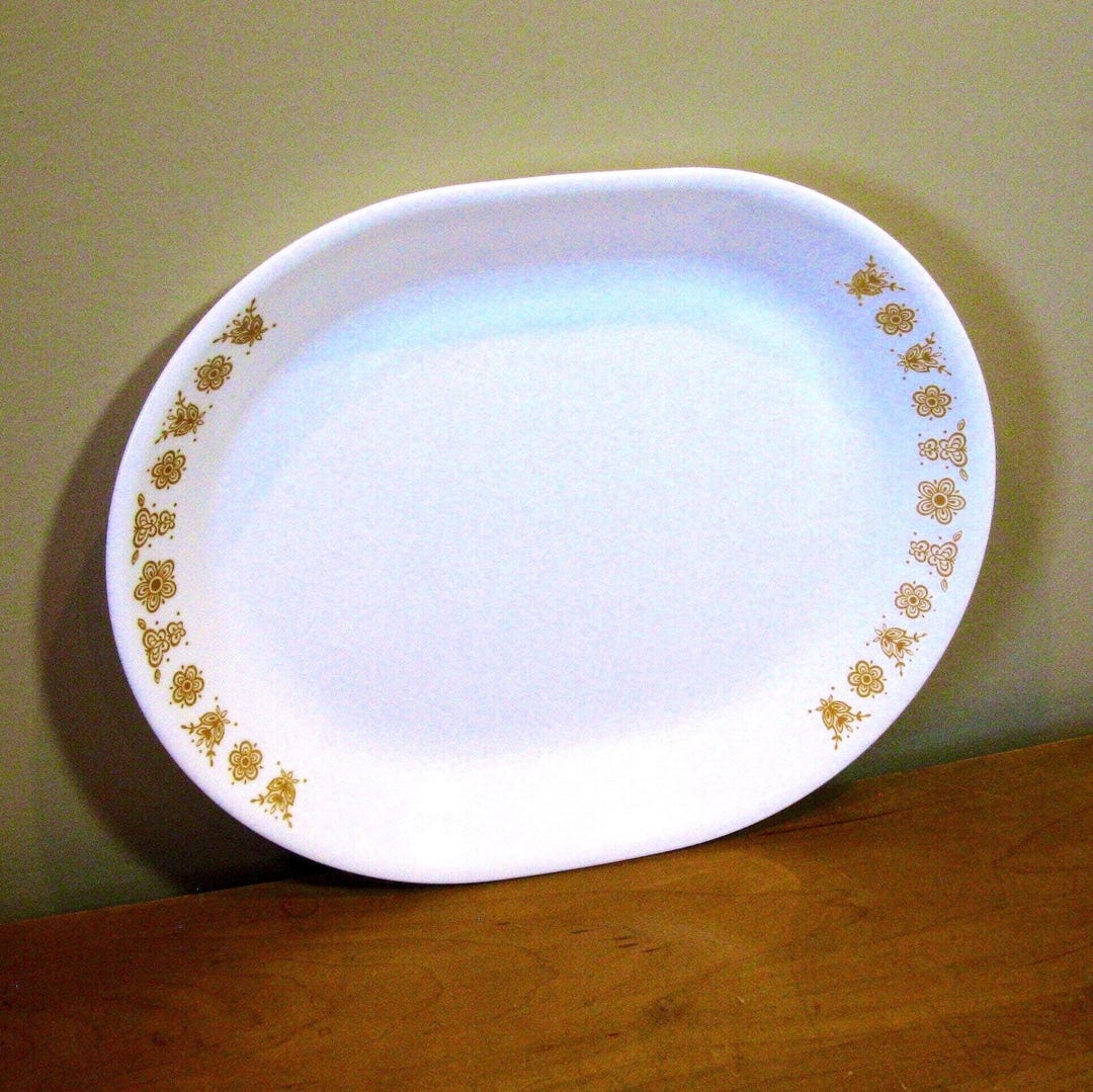 CORELLE Butterfly Gold Oval Serving Tray -serving Plate -1970s Corelle ...