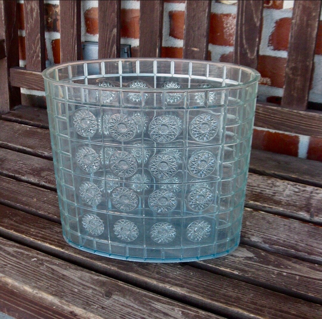 1960s AQUA LUCITE Atomic Starburst Plastic Waste Basket trash Can oval ...
