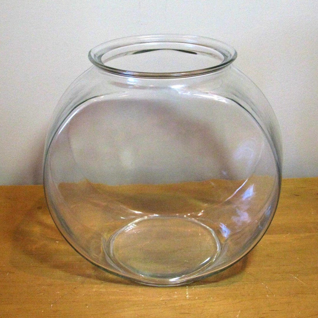 X LARGE 2 Gallon FISH Bowl -canteen Shape -11" Diameter -glass ...