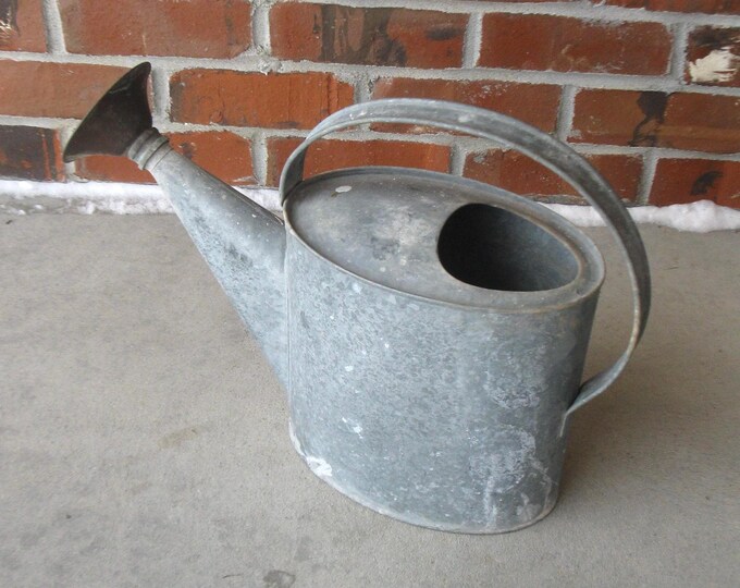 RARE Oblong Galvanized Metal Watering Can- Watering Pail- Garden Pail ...