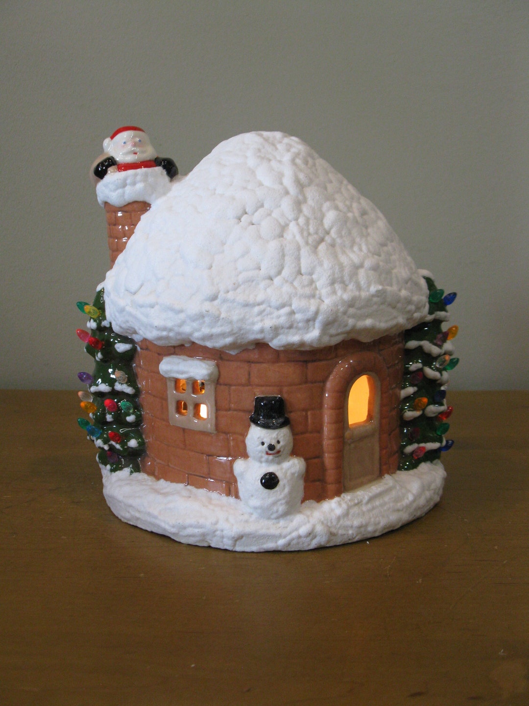 Ceramic Christmas IGLOO with Lighted Christmas Trees snow - Etsy