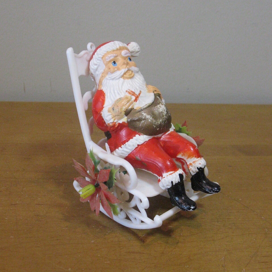 Blow Mold SANTA in Rocking Chair Ornament-plastic 5 1/2 kitsch Holiday ...