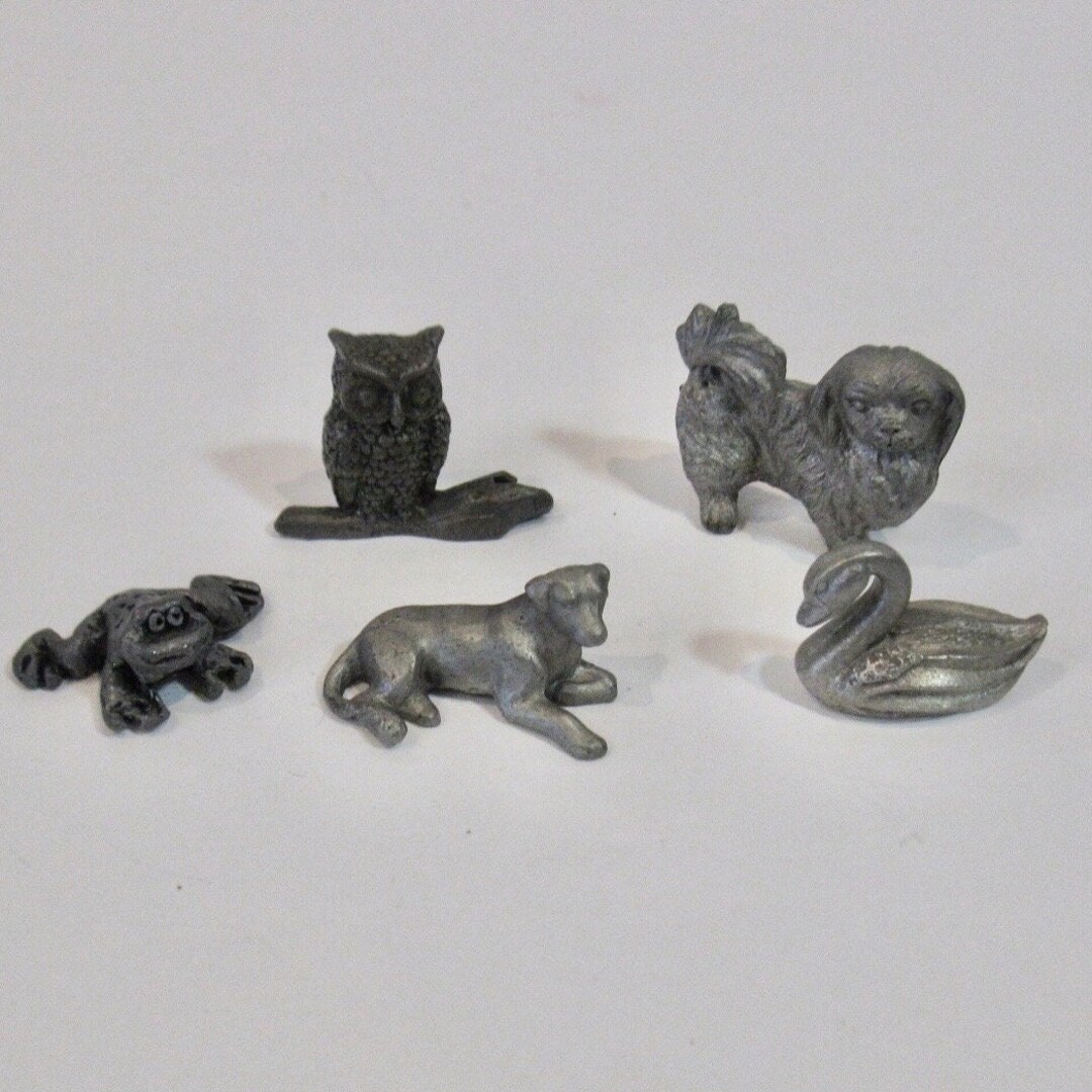 Lot 2 of 5 PEWTER Animal Figurines 1970s/ 80s pewter Figurines 1 High ...