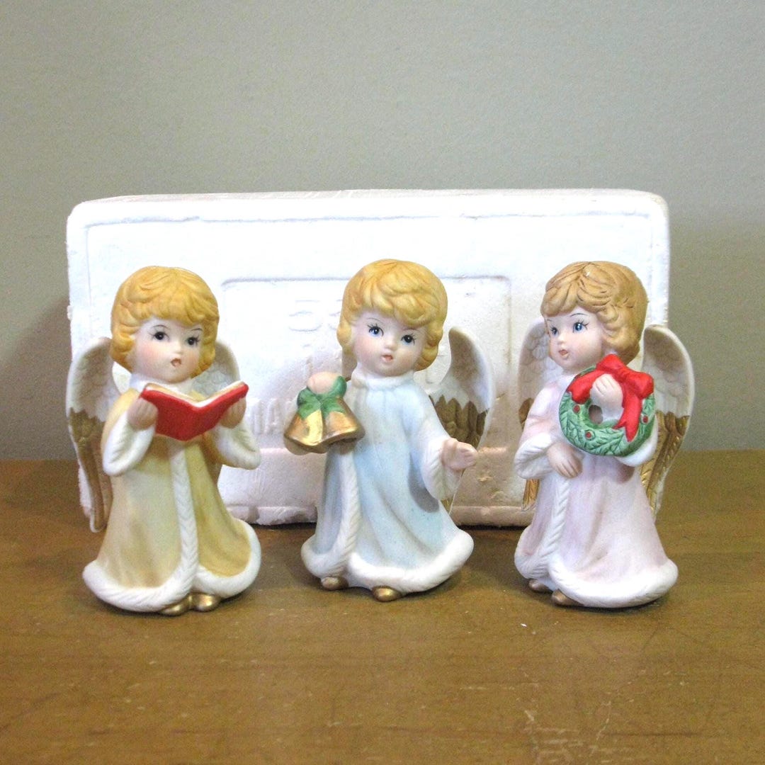 SET of 3 Homco ANGELS -christmas Angels W/ Original Box- 4" X 2 1/4 ...
