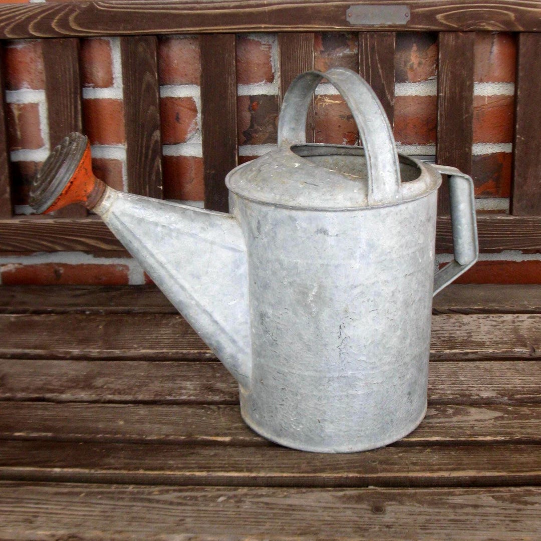 Vintage Galvanized Metal Watering Can- Watering Pail- Garden Pail ...