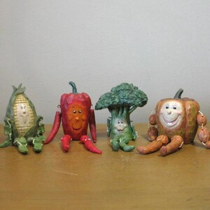 Vtg Anthropomorphic Vegetable Figurines shelf Sitters SET of 4 jointed ...