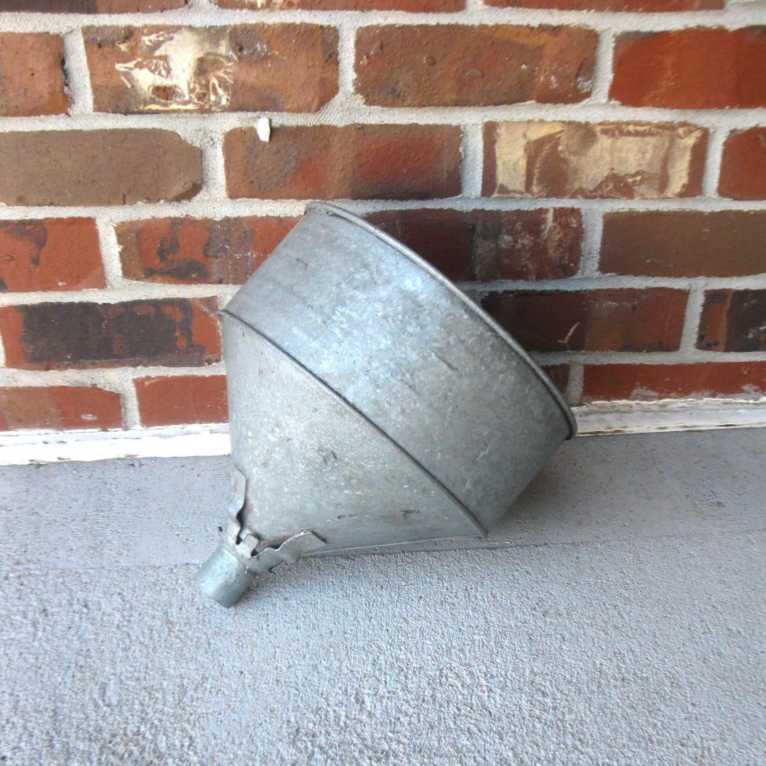 LARGE Galvanized Funnel -10 1/4" High X 10 1/4" Diameter -nice ...