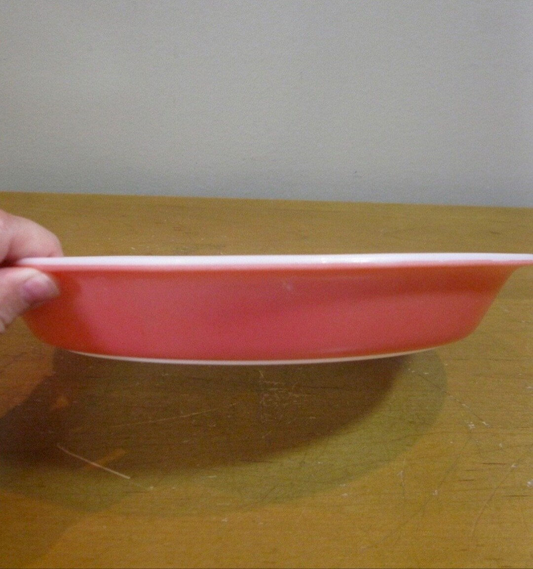 Flamingo PINK Pyrex PIE Plate -green- 9" X 1 1/2" -pie Dish -vintage ...