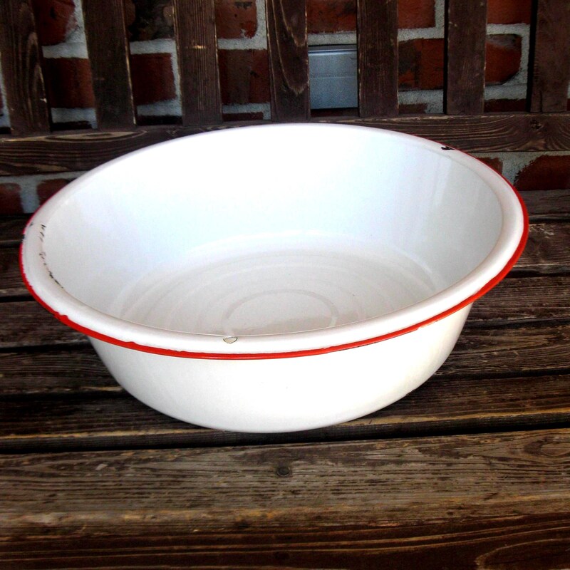 Red Enamel Bowl - Etsy