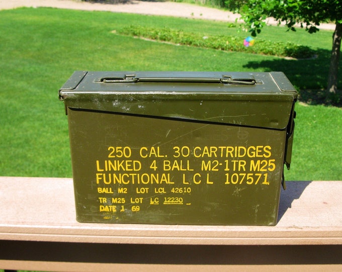 Metal Ammunition Box 250 .30 CAL Cartidges Shell Box Military Box Ammo ...