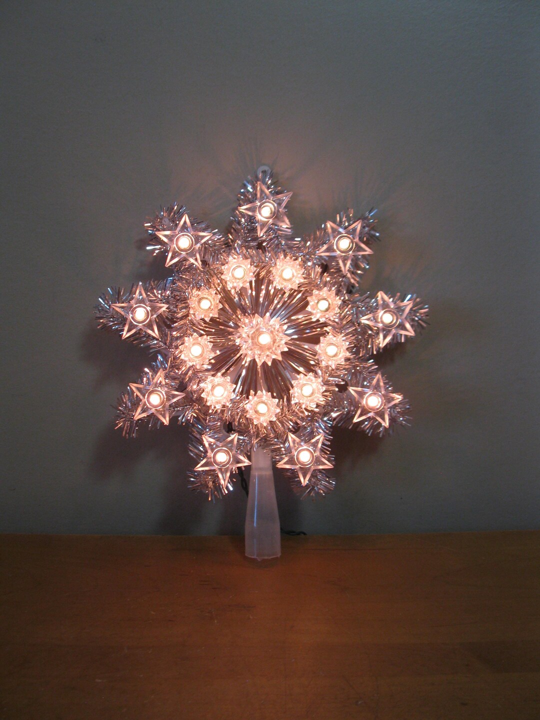 1990s Large Silver Star TREE TOPPER STERLING 19 Light original Box ...