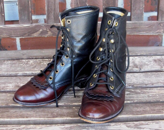Laredo Brand Size 8.5 M Boots -brown and Black Leather Lace up Boots ...
