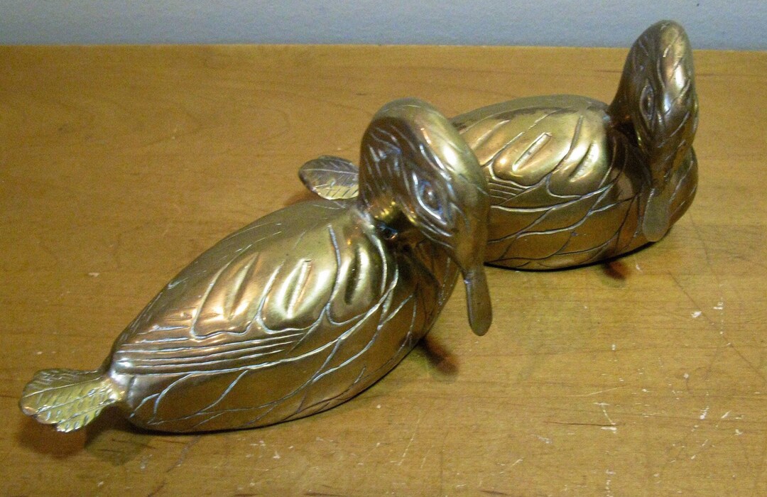 Set of 2 Brass DUCK Figurines Hunting Lodge Office Decor - Etsy