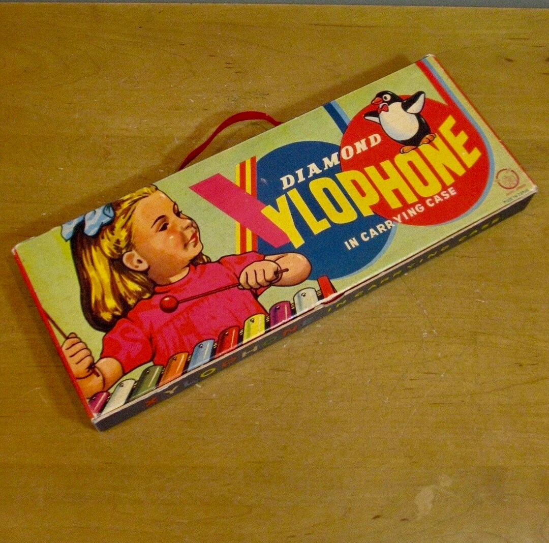 RARE Diamond Xylophone in Carrying Case 2 Wood Mallets 12 Key original ...