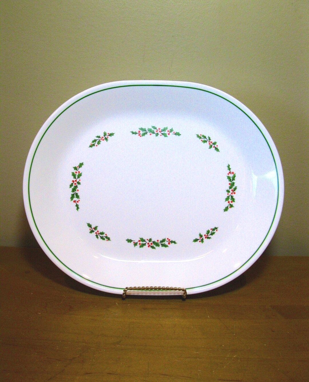 CORELLE HOLLY DAYS Oval Serving Tray -serving Plate -80s Corelle -12" X ...
