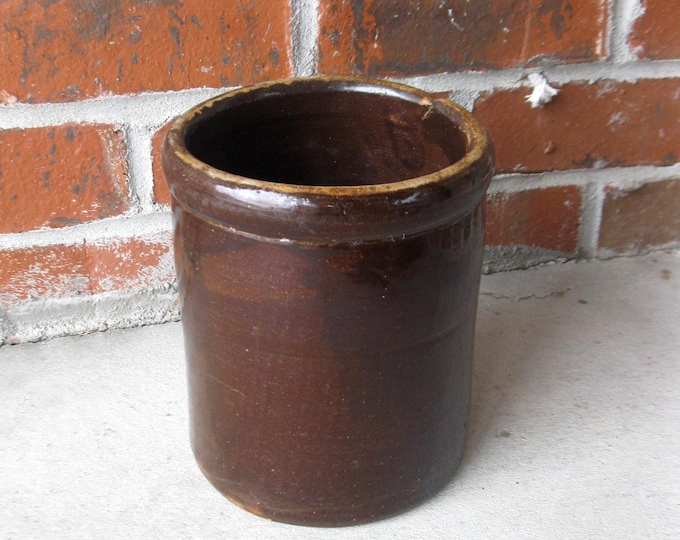 Antique BROWN Crock -hand Turned Stoneware Crock -1/2 Gallon- Salt ...
