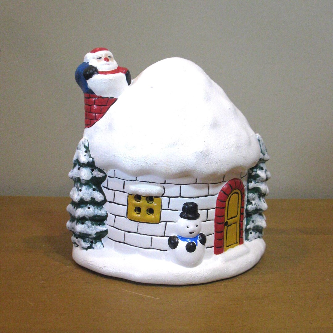 Ceramic Christmas IGLOO -with Lighted Christmas Trees -snow House ...