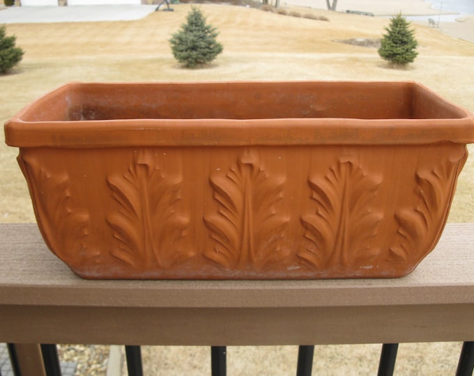 Mid Century Terra Cotta Planter - Large Rectangular- 15 3/4" Long -made ...