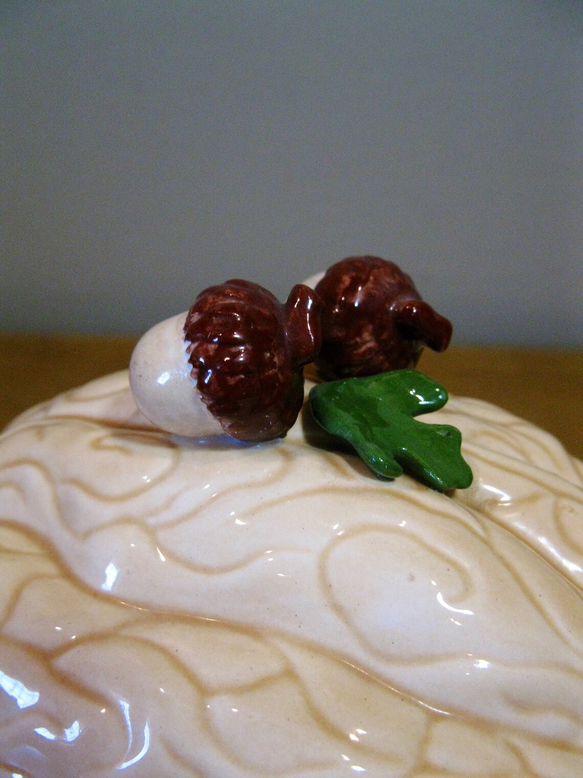 Ceramic Walnut Nut Dish signed with Ceramic Acorns & Leaves - Etsy