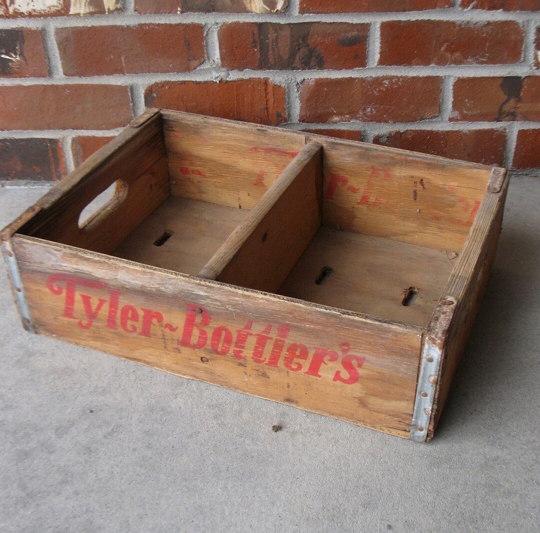 TYLER BOTTLERS Wood Pop Crate - Wood Crate -brown and Red - Mid Century ...
