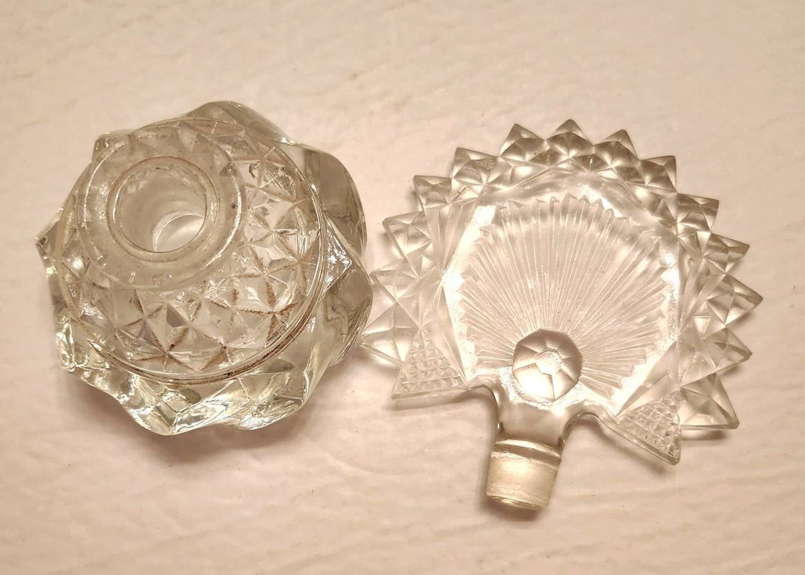 Vintage Lovely Etched Starburst Design Glass Top Dauber & Perfume ...