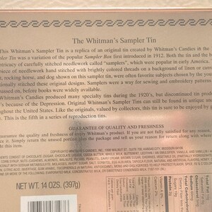 Whitman's Sampler Chocolates & Confections Vintage Advertising Tin ...