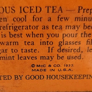Mccormick Tea House Vintage Metal Tea Tin1937 27245 - Etsy