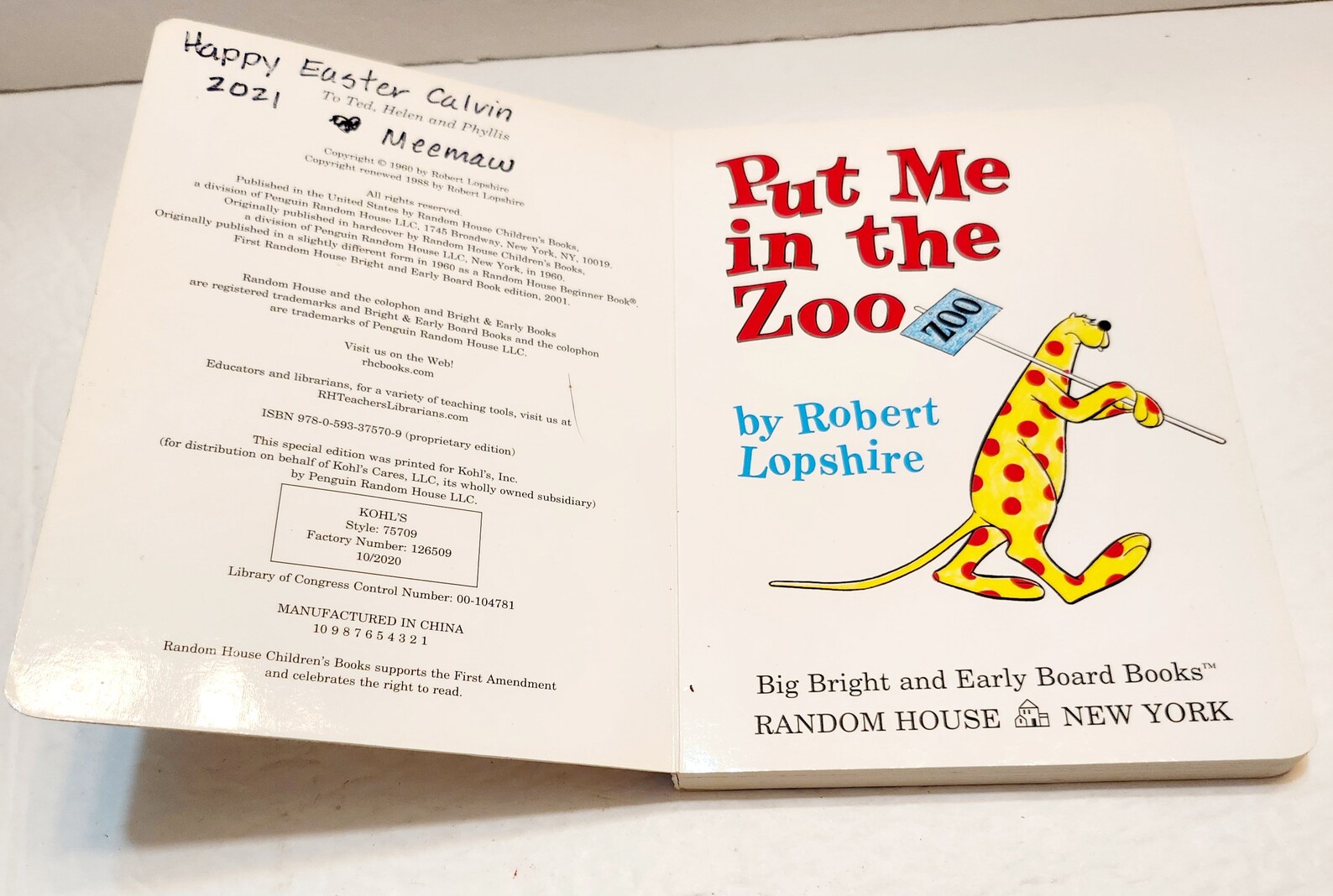 Dr. Seuss "put Me in the Zoo" A Book If Colors by Robert Lopshire, 1988 ...