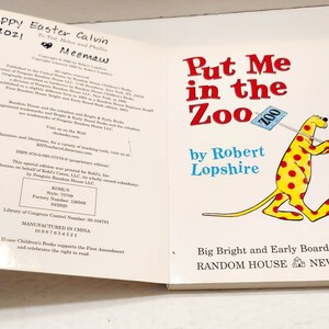 Dr. Seuss "put Me in the Zoo" A Book If Colors by Robert Lopshire, 1988 ...